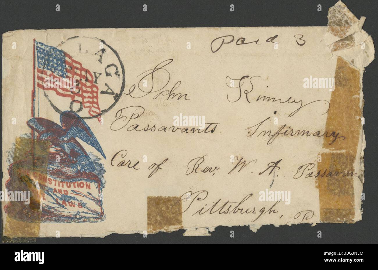 An envelope addressed to John Kinney, postmarked May 8, 1862. This ...