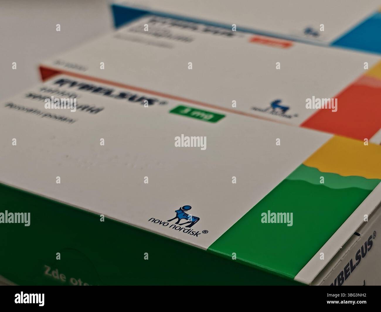 Prague, Czech Republic -May 10 2025: RYBELSUS box of medication with ...