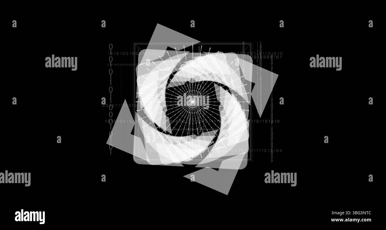 Image of moving digital shapes over black background Stock Photo - Alamy