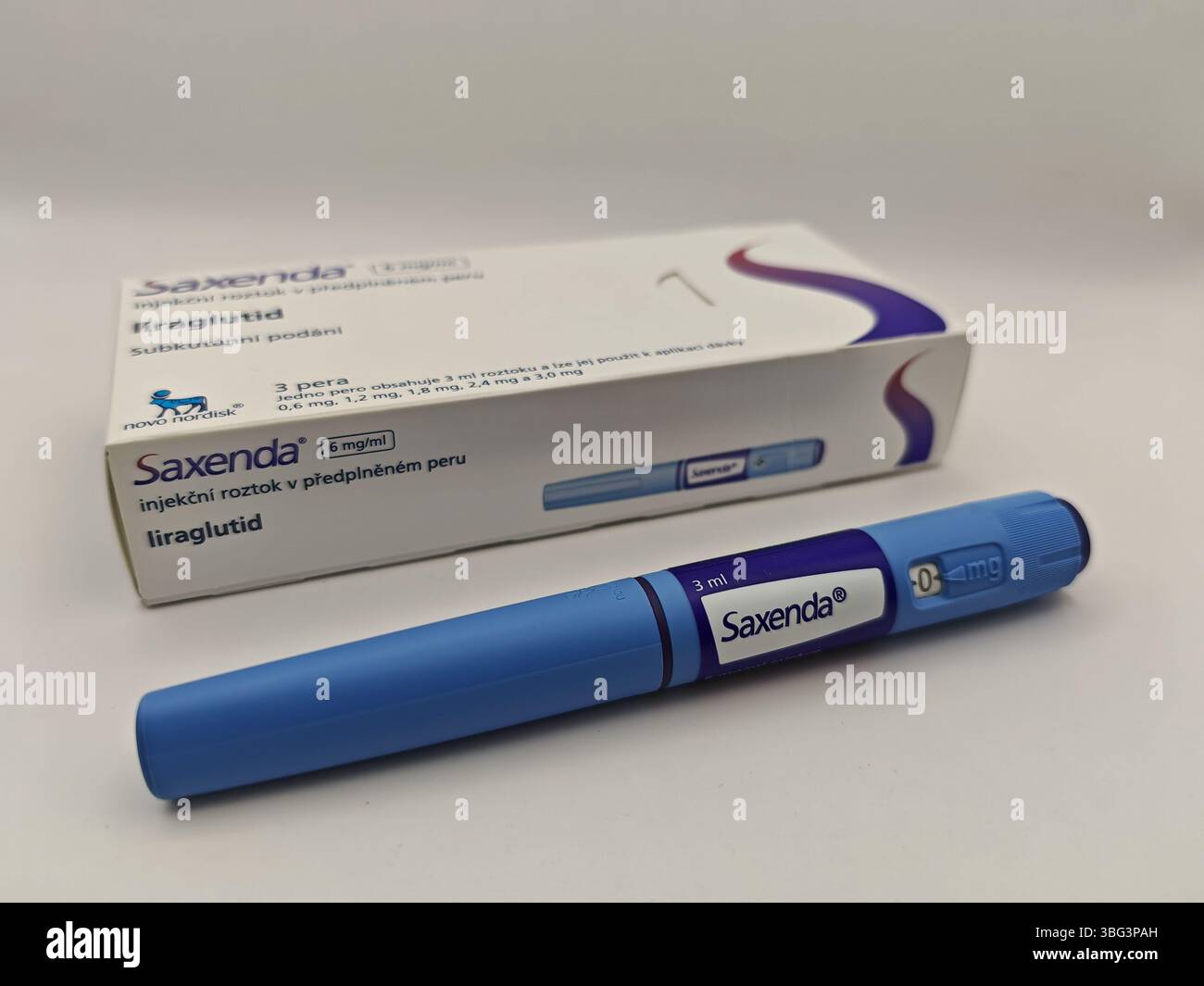 Prague, Czech Republic -August 2 2024: SAXENDA box of medication with ...