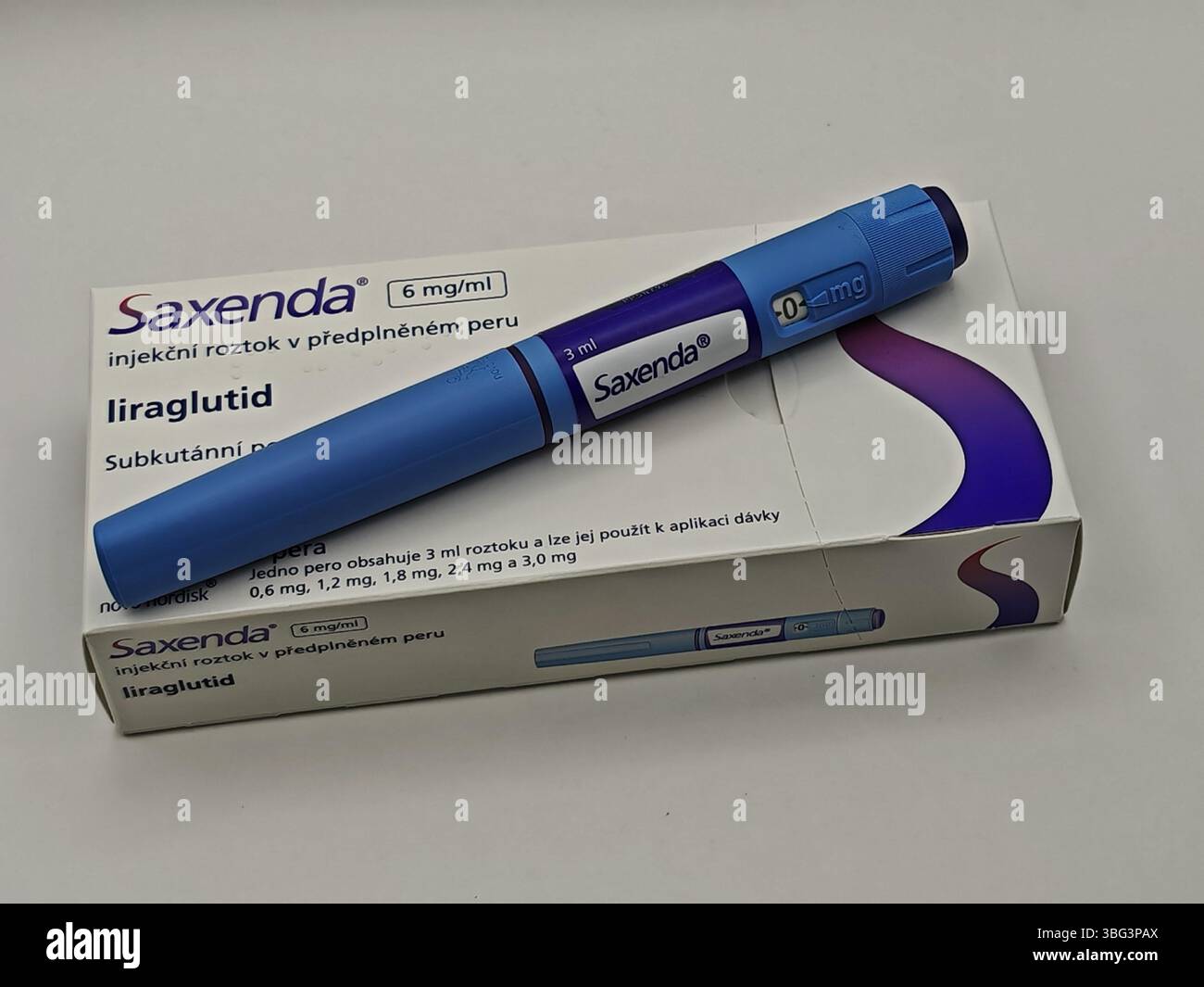 Prague, Czech Republic -August 2 2024: SAXENDA box of medication with ...