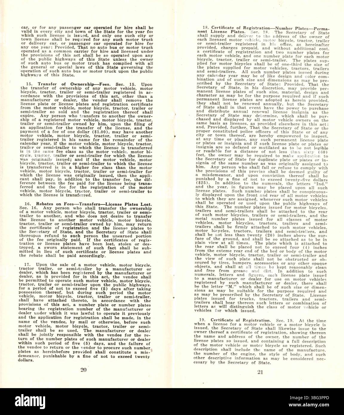 This section outlines the motor vehicle and highway laws for Indiana ...