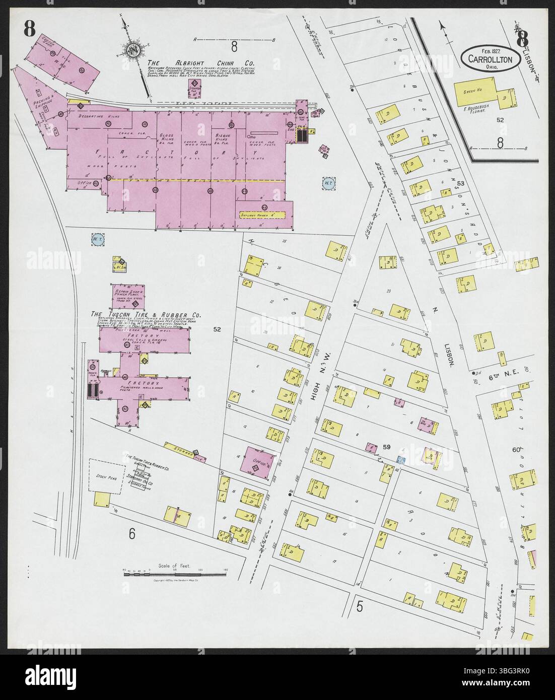 This 1927 Sanborn map of Carrollton, Carroll County, Ohio, includes ...