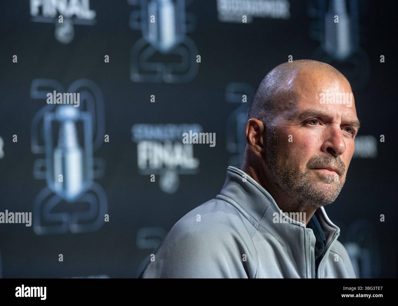 Florida Panthers general manager Bill Zito speaks to media during a ...