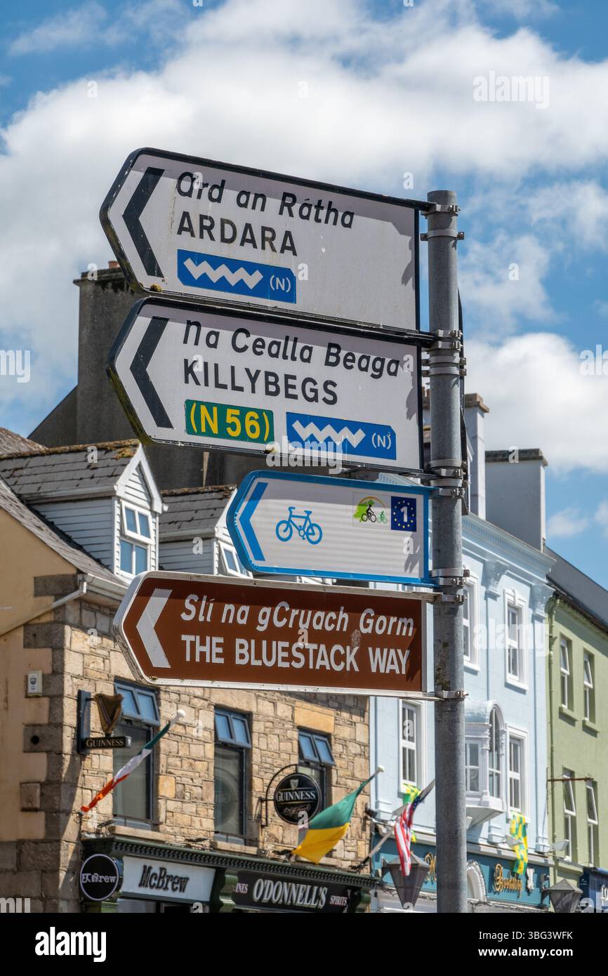 Road Direction Signs In Donegal Town On Castle Street, Signs To The ...