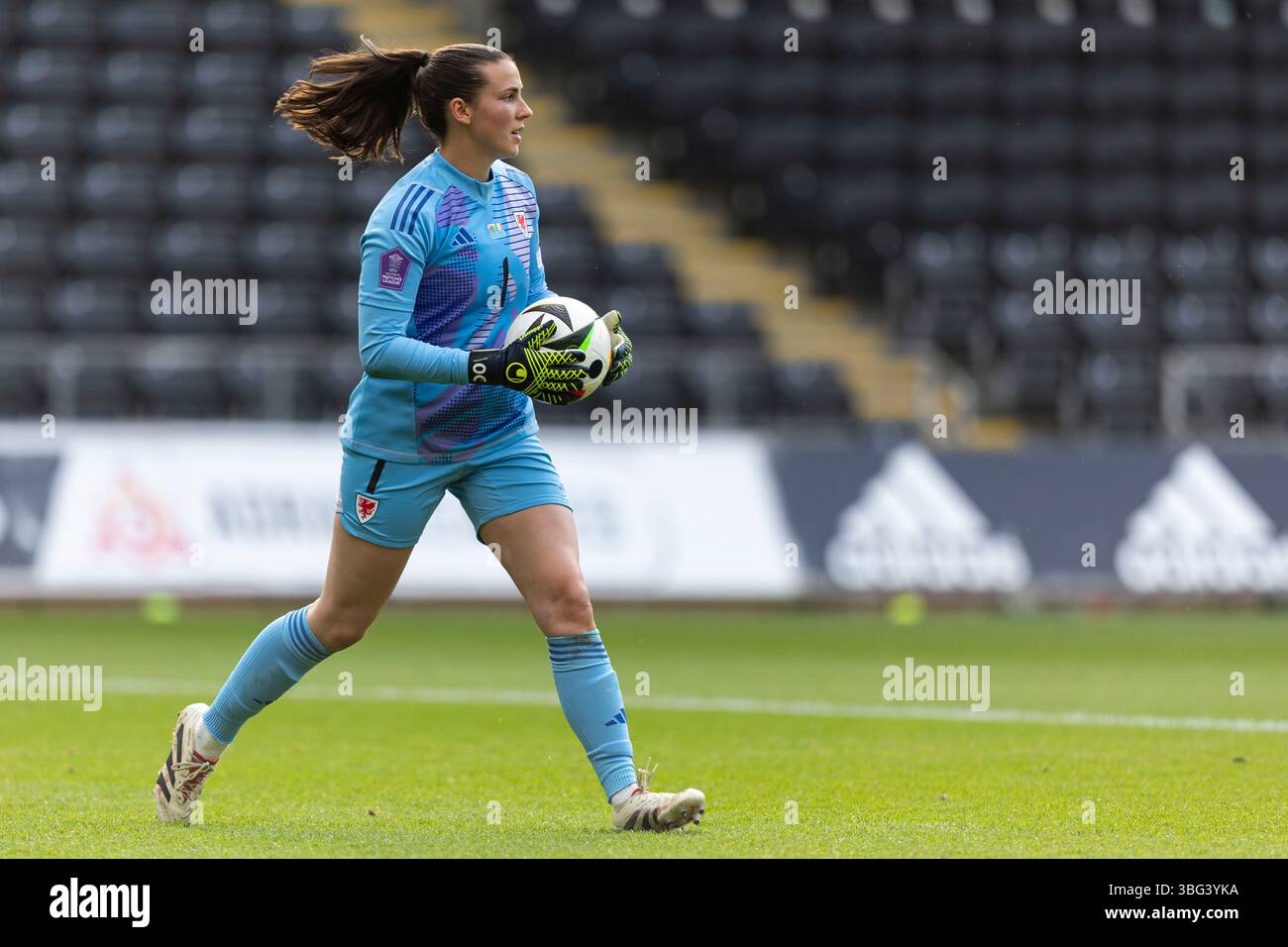 Swansea, UK. 03rd June, 2025. Wales goalkeeper Olivia Clark in action ...