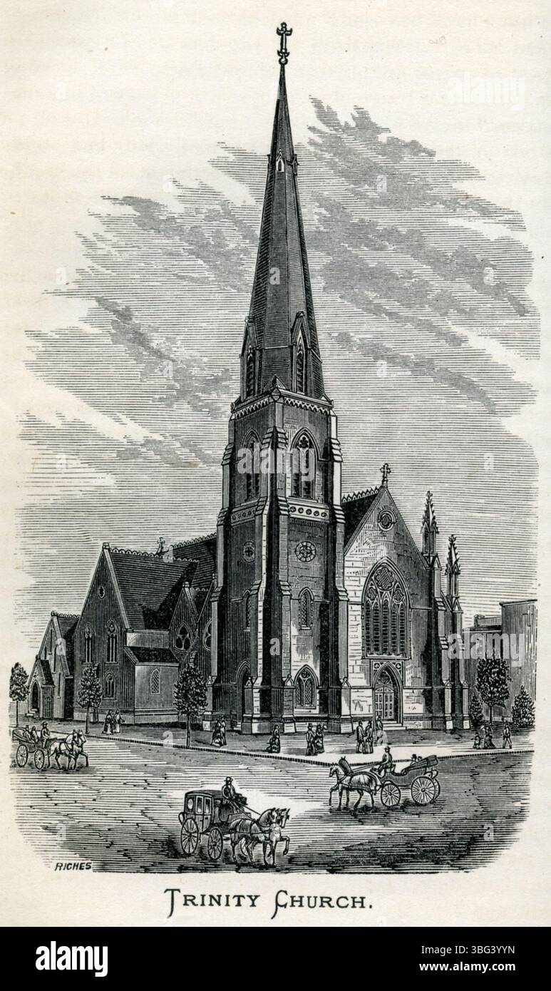 The engraving from 1873 depicts the Trinity Episcopal Church in ...