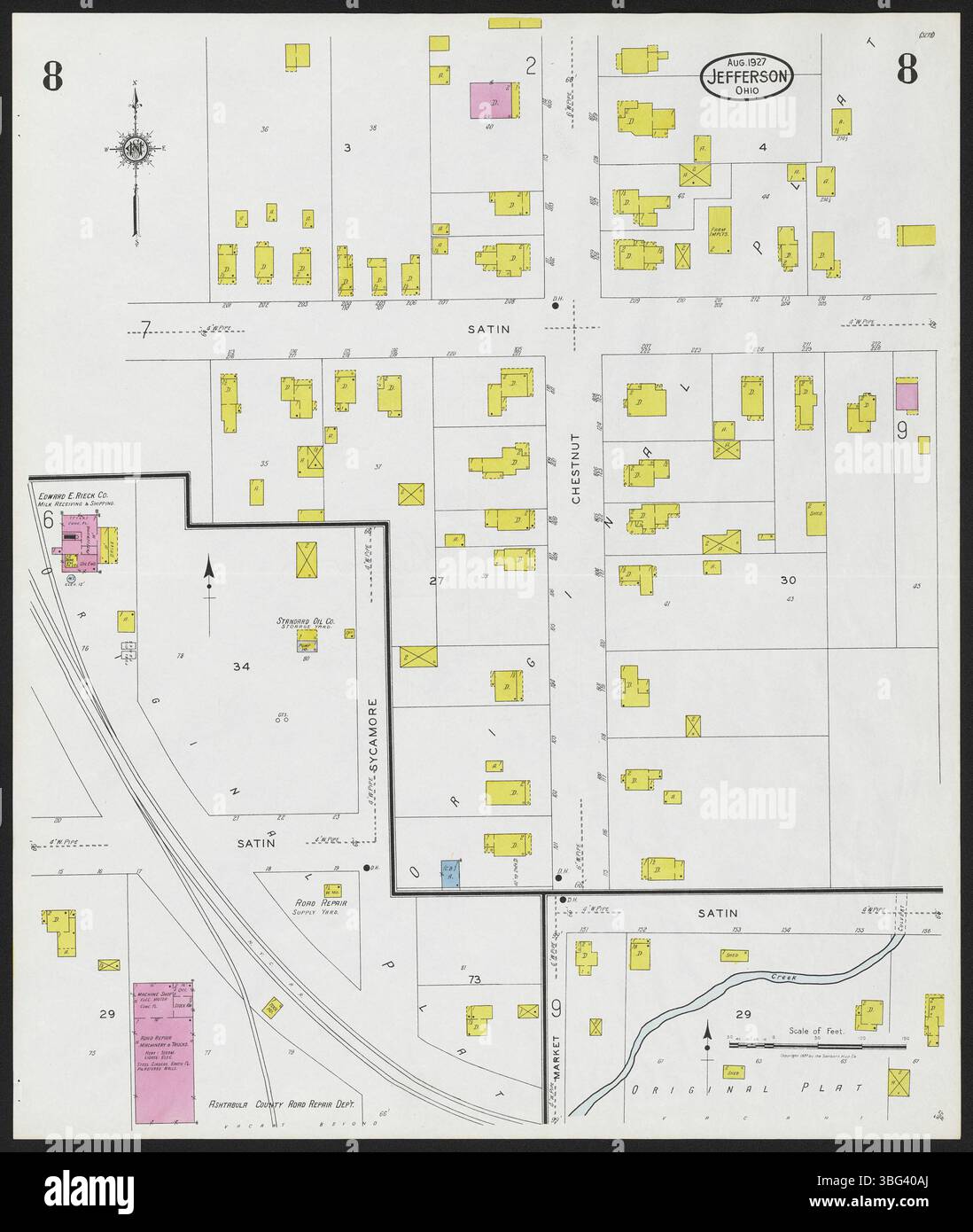 This 1927 Sanborn map of Jefferson, Ashtabula County, Ohio, includes ...