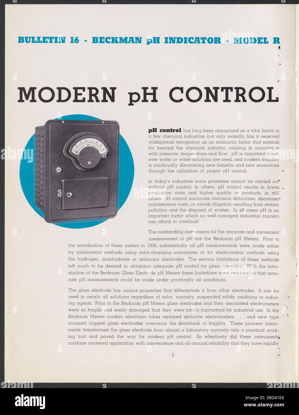 The 1939 brochure for the Beckman pH Meter (Model R), developed by ...