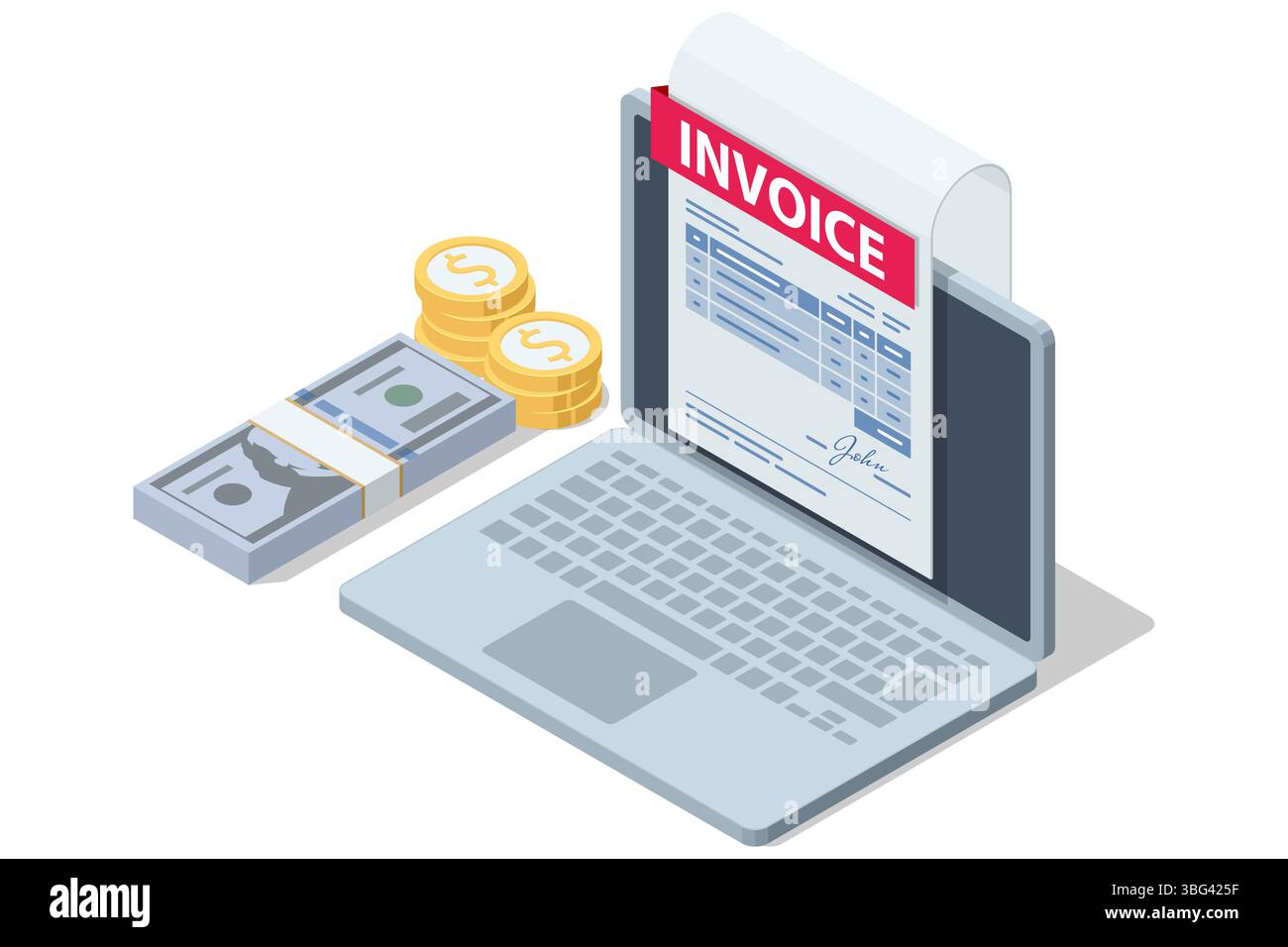 Isometric Modern vector illustration for e-billing, accounting, and ...