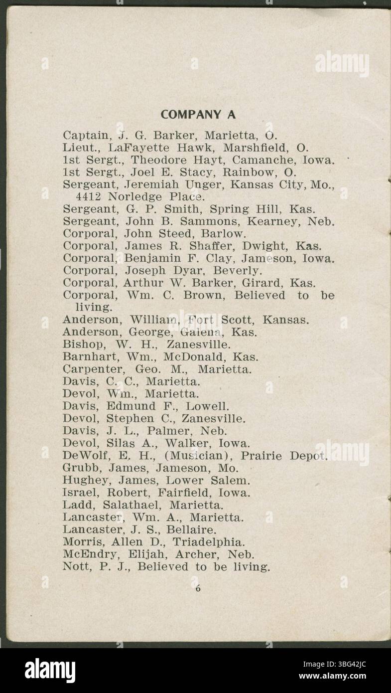 The 1908 roster provides the names and details of surviving members of ...
