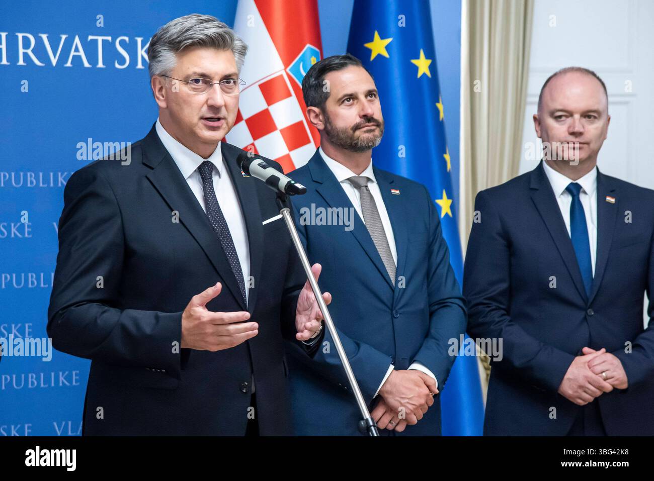 Croatia, Zagreb, 030625. Prime Minister Andrej Plenkovic presents ...