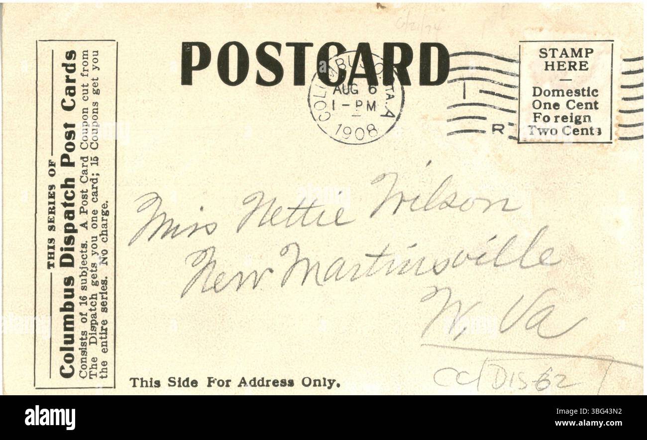 A 1908 black and white postcard depicting the Ohio Jewels statue ...