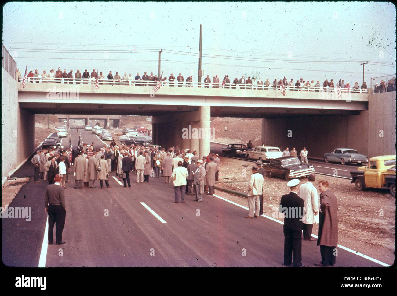 City officials stand on the Sandusky Freeway during the dedication ...
