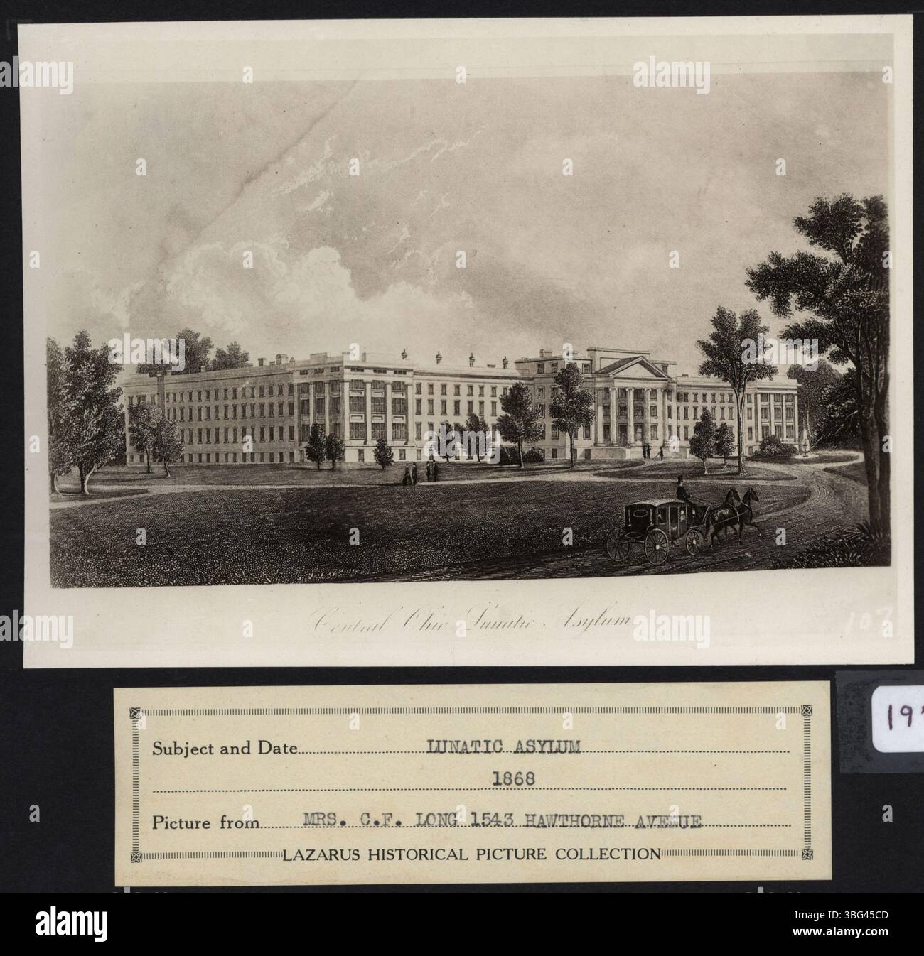 This photograph of the Old Insane Asylum in Columbus, Ohio, depicts the ...