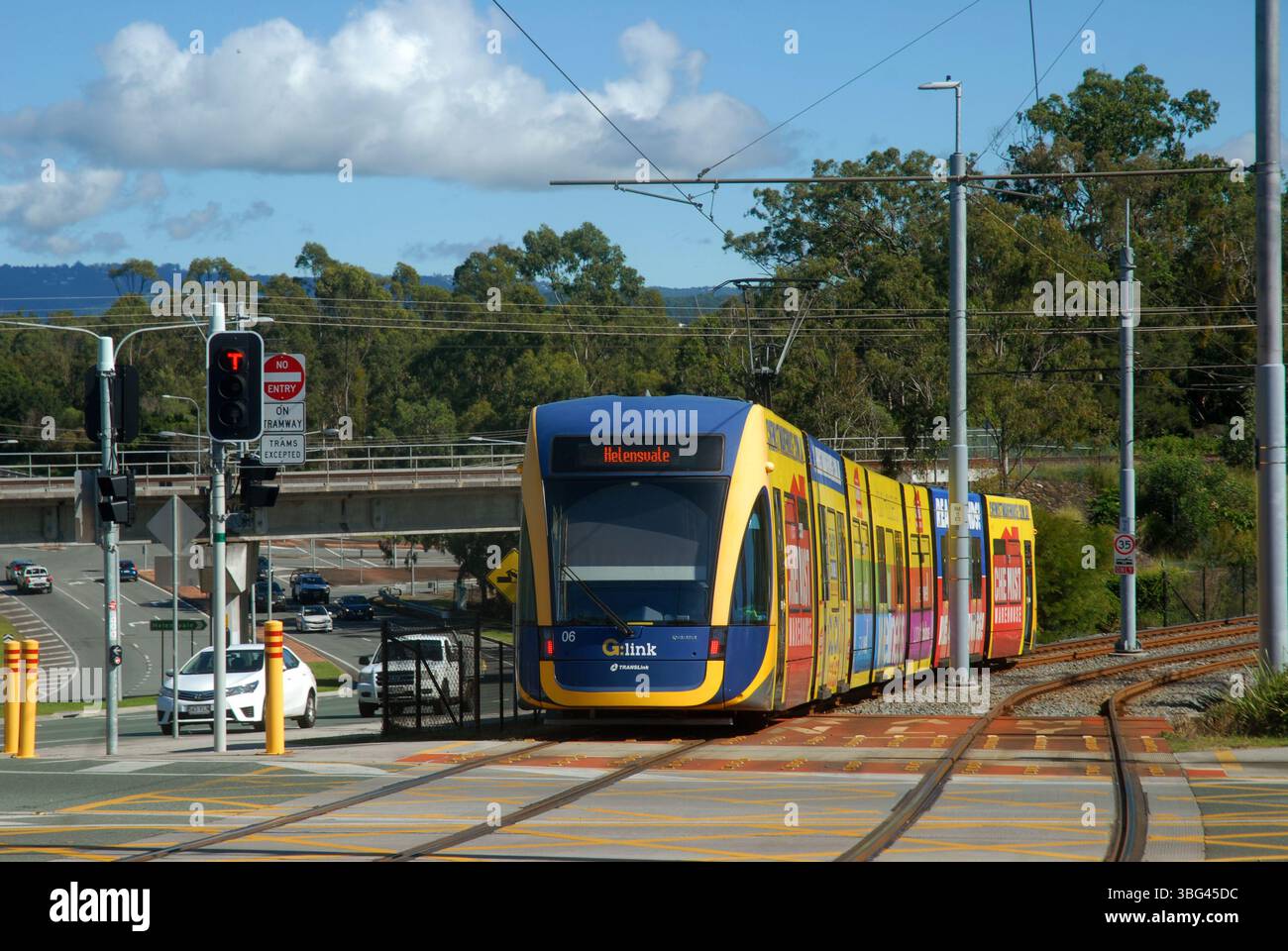 G Link tram entering Parkwood Tram Station, Parkwood Tram Station, Gold ...