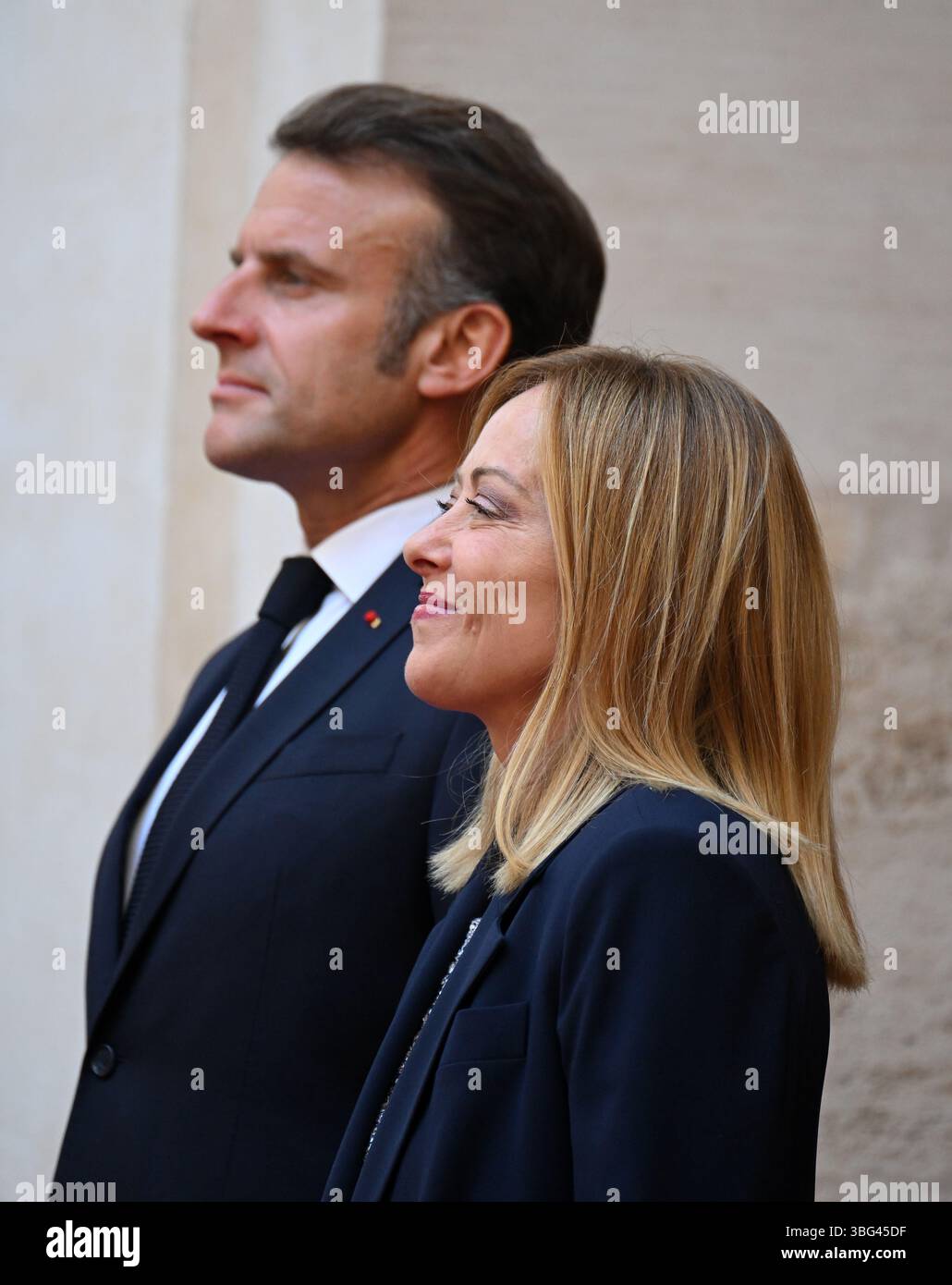 Rome, Italy. 3rd June, 2025. Italian Prime Minister Giorgia Meloni (R ...