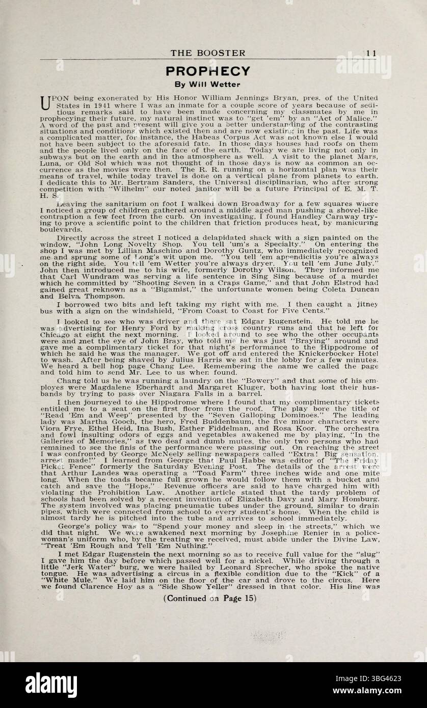 This page from the January 1921 'Booster' magazine (Volume 24, Number ...