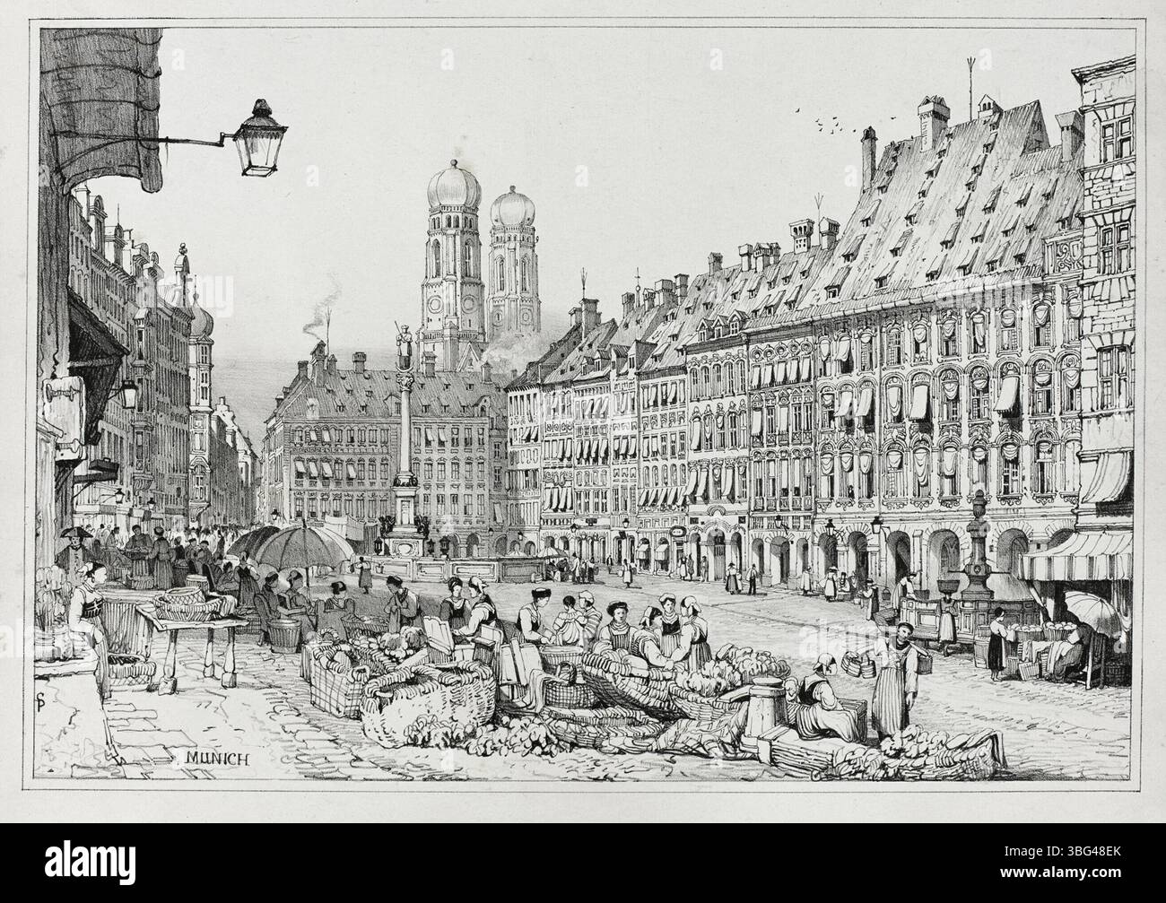 The print lithograph of Munich by Samuel Prout printed by Charles ...