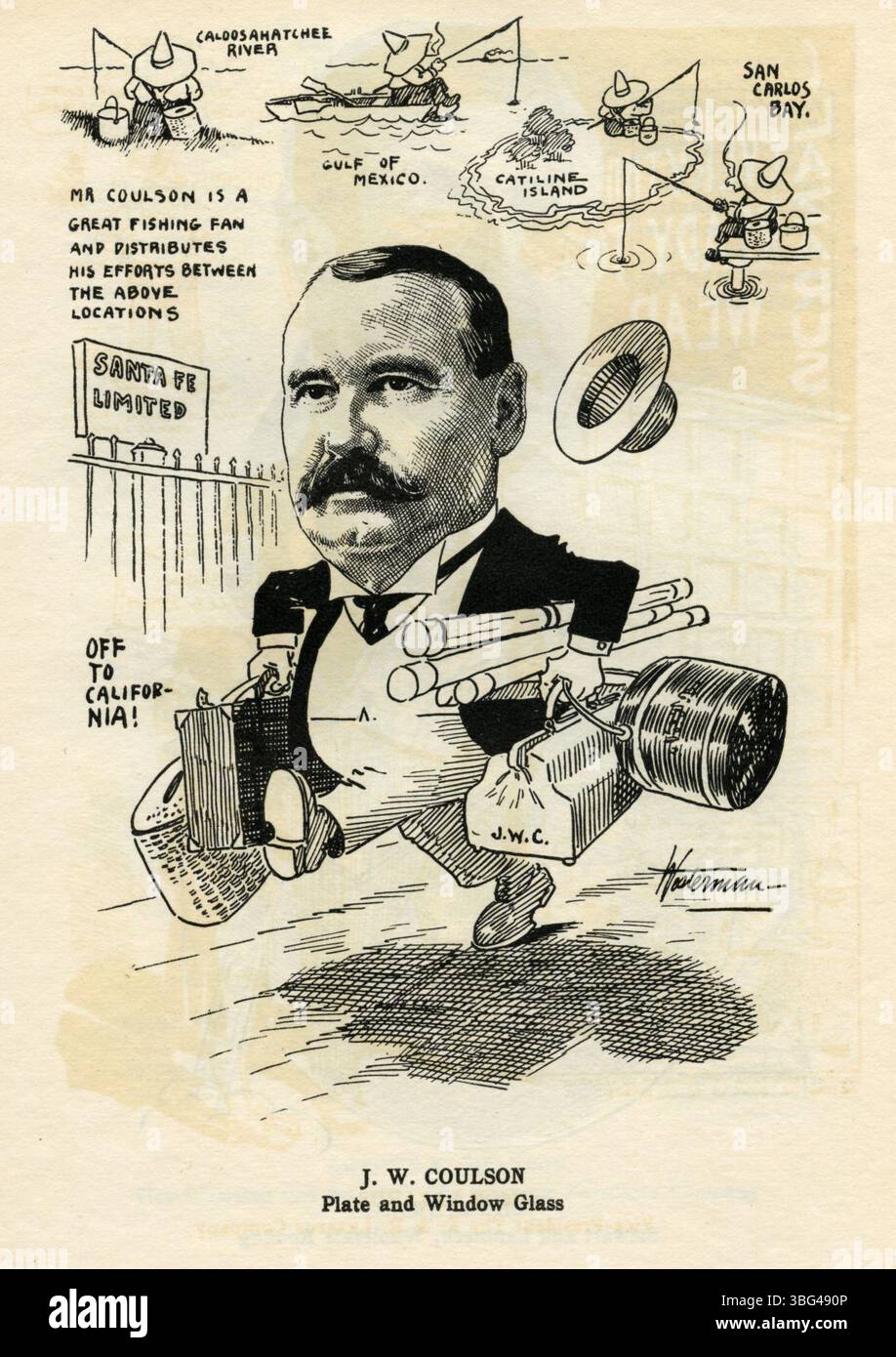 A caricature of John Wesley Coulson (1851-1929), of J.W. Coulson and ...