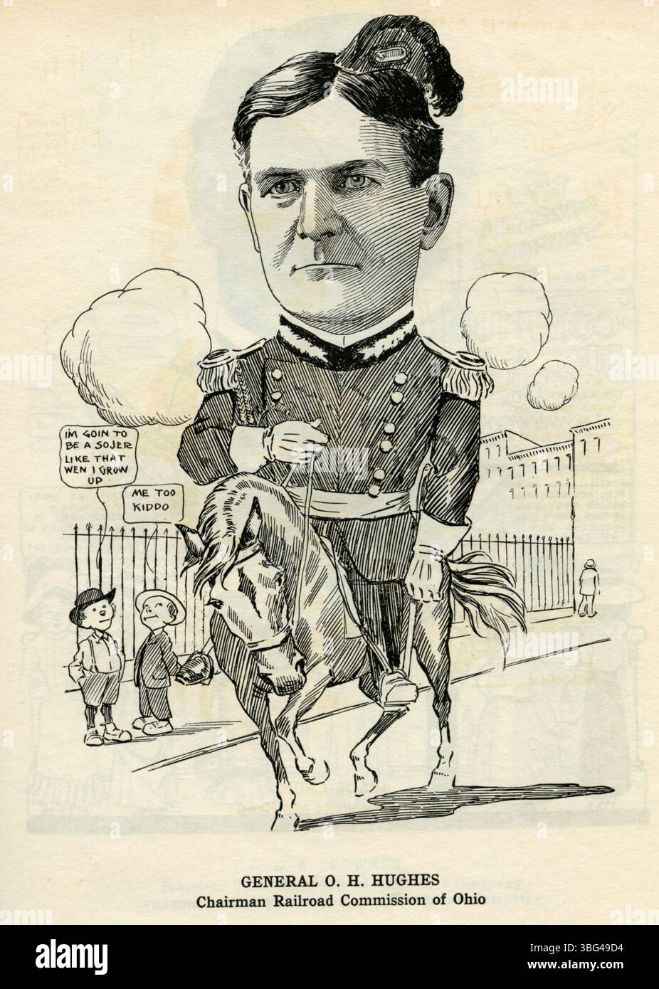 A caricature of General Oliver H. Hughes (1861-1917), Chairman of the ...