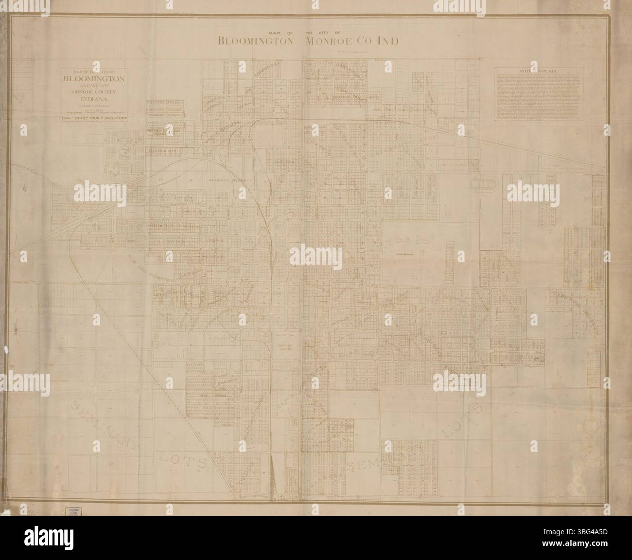 This circa 1927 map of Bloomington, Indiana, drawn by surveyor U.S ...