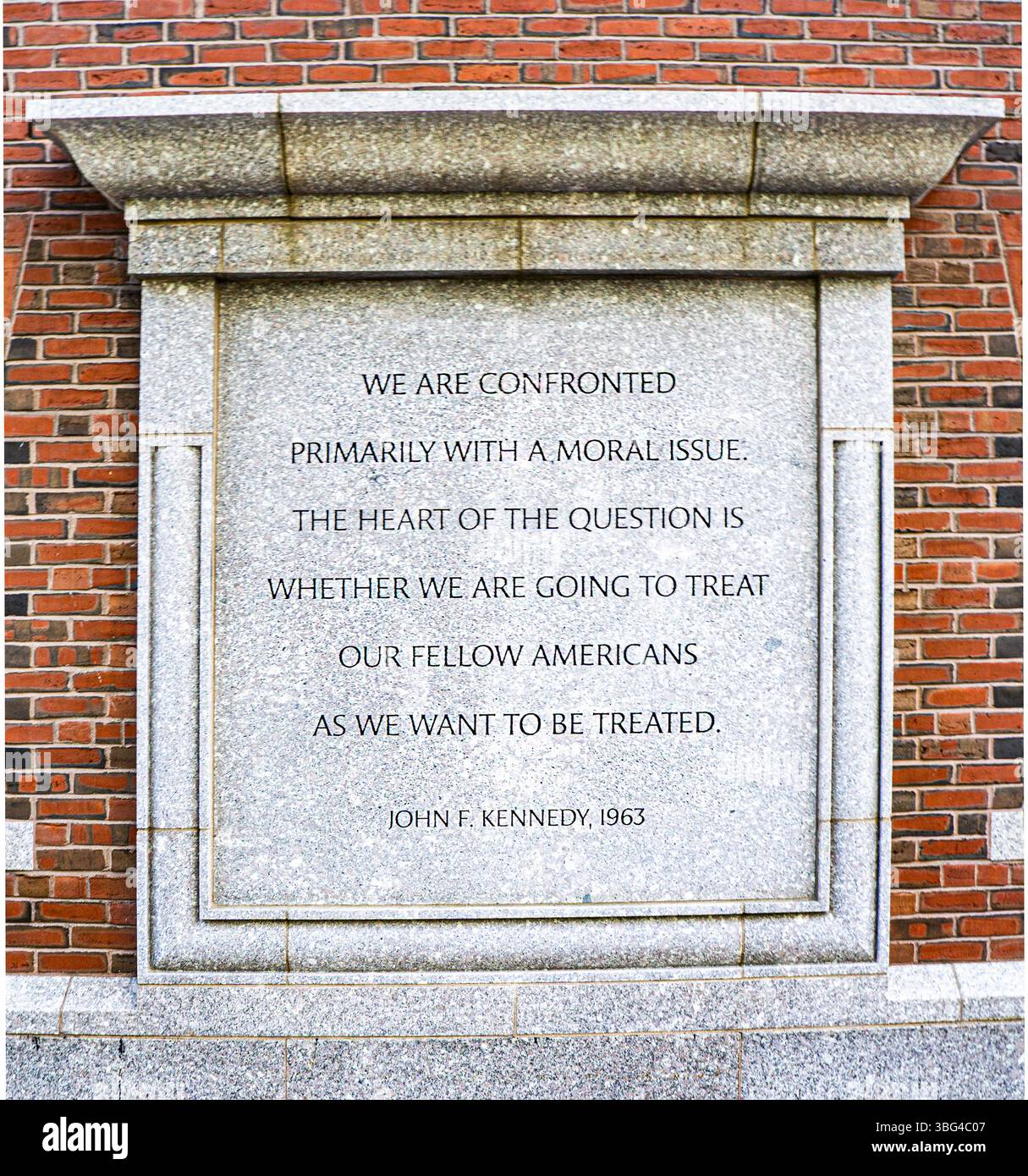 U.S. President John F. Kennedy quote inscribed on exterior of John ...