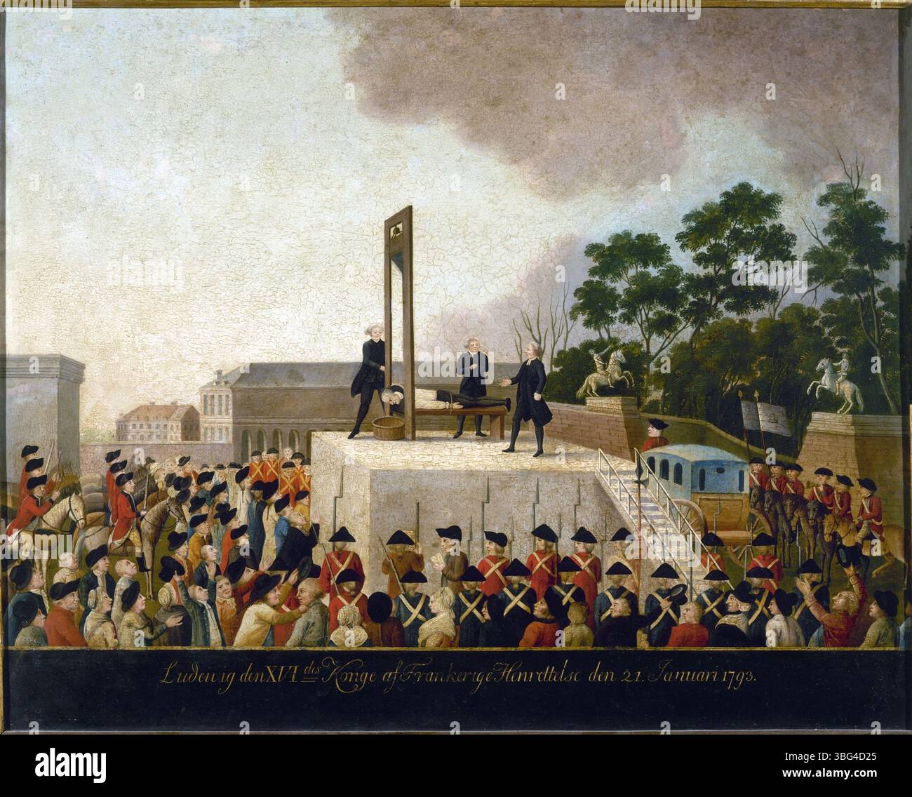 Painting of the Execution of King Louis XVI, 21 january 1793. Oil on ...