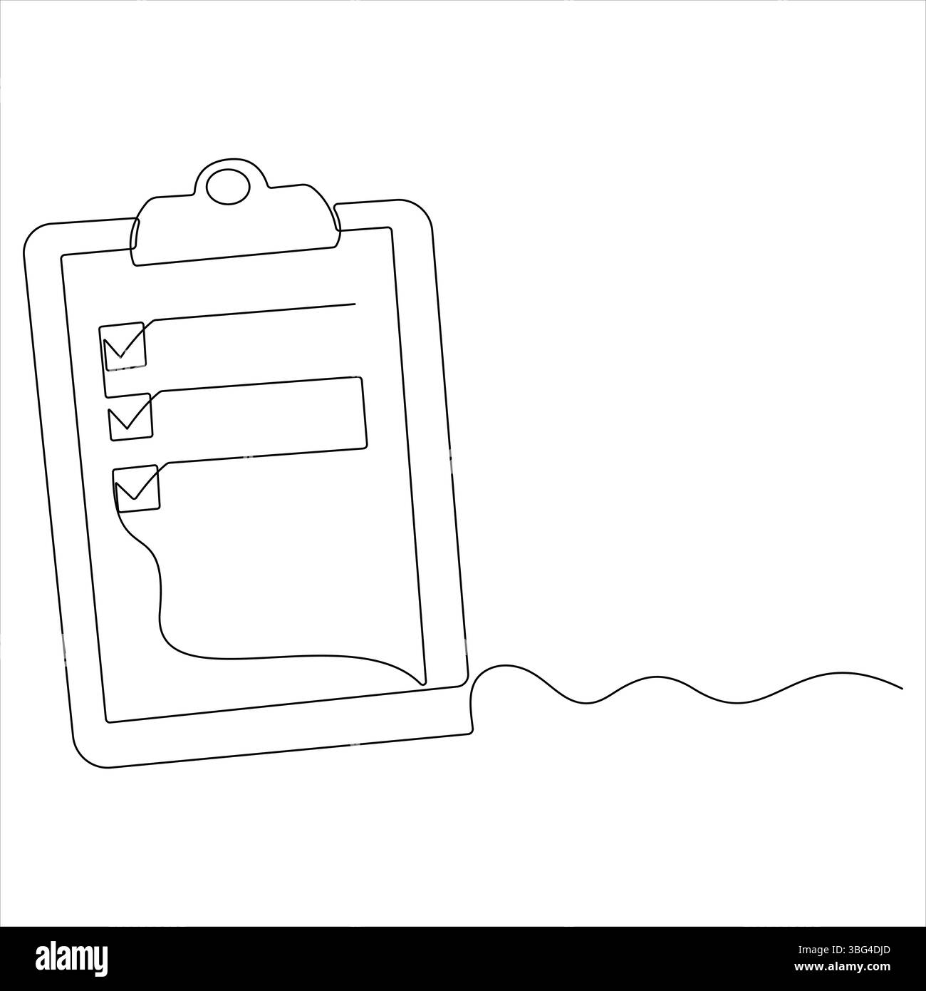 Continuous one line drawing Clipboard with Checklist minimalist vector ...