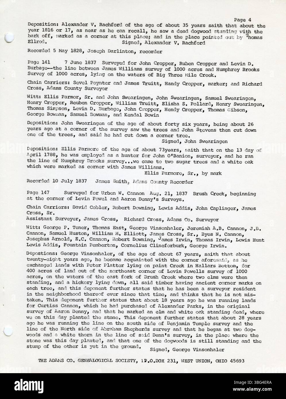 1984 compilation of Virginia Military District land survey records ...