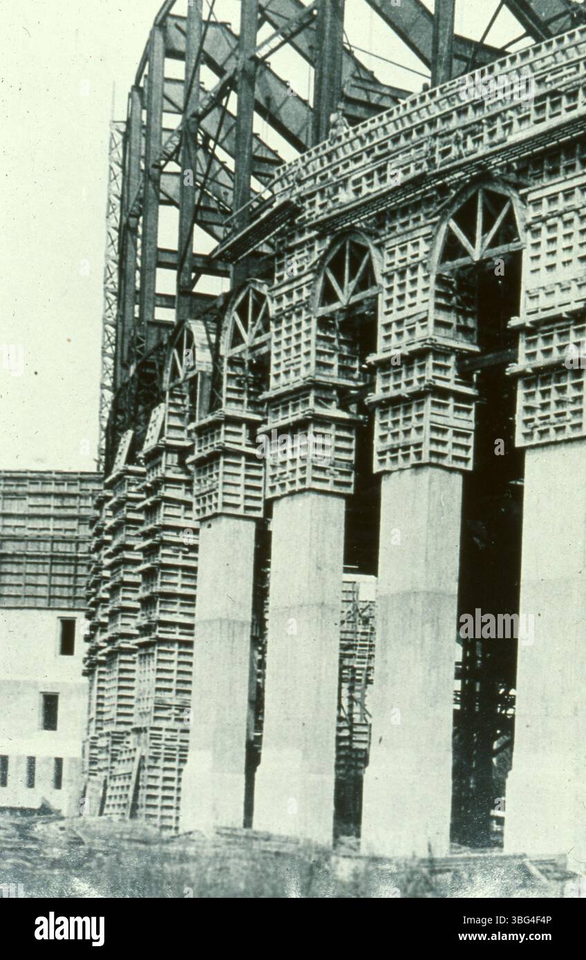 Photograph of Ohio Stadium under construction in 1922, showing the ...