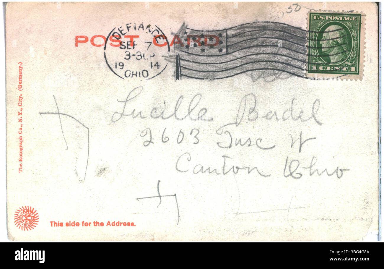 A 1914 view of City Hall in Defiance, Ohio, showing its detailed ...