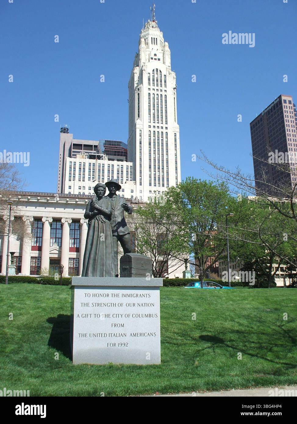 The 'To Honor the Immigrants' statue, dedicated in 1992, commemorates ...