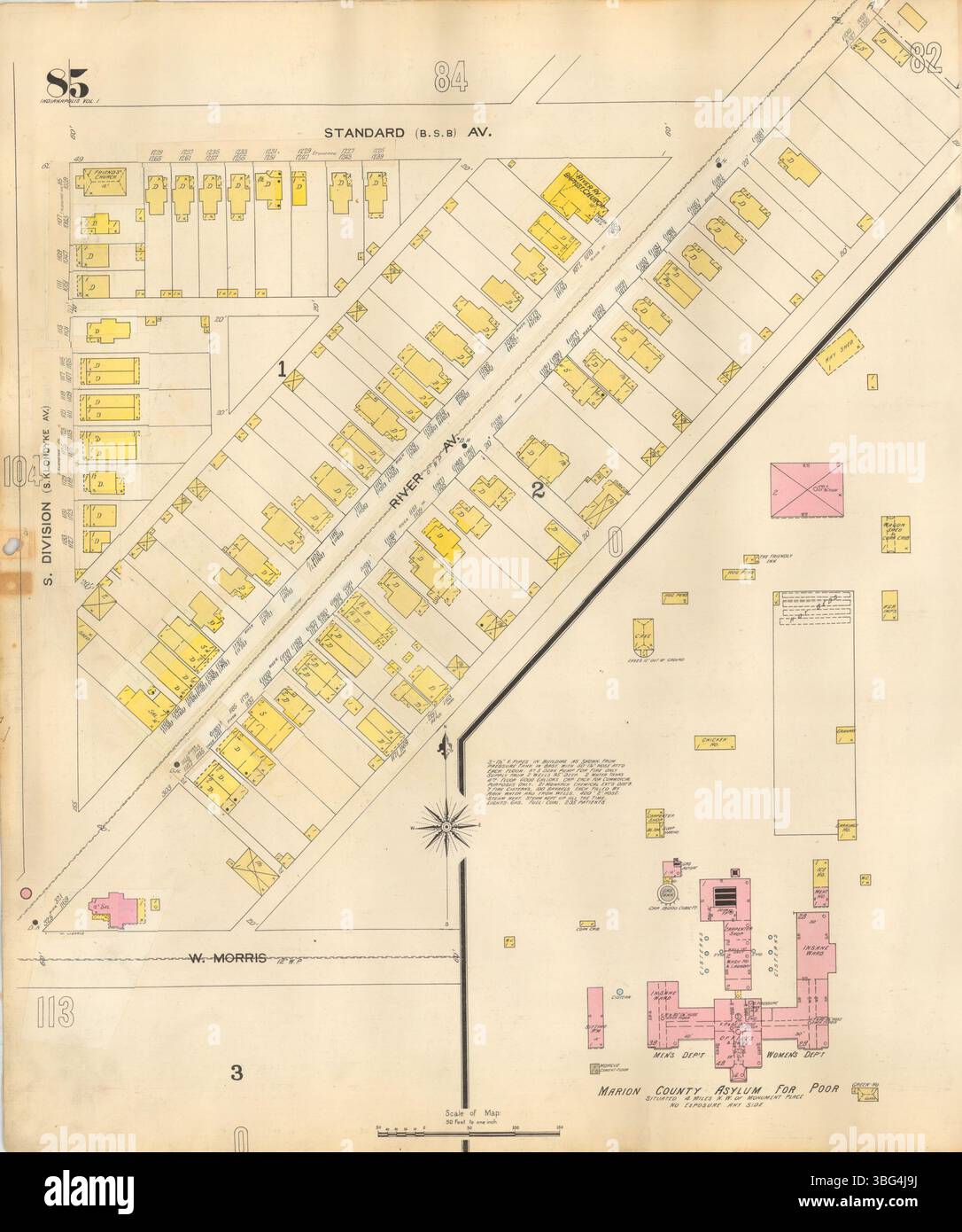 The 1898 Indianapolis Sanborn Map #85 presents the city's streets ...