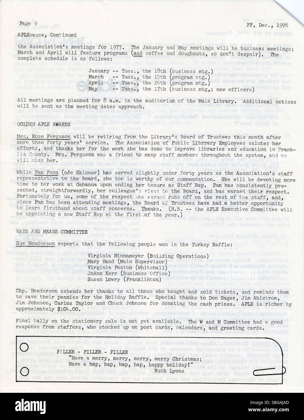 The December 1976 issue of *Fireflies* provides library staff with news ...
