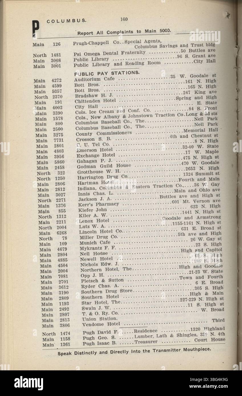 This section of the 1907 Columbus Phone Book provides an alphabetical ...