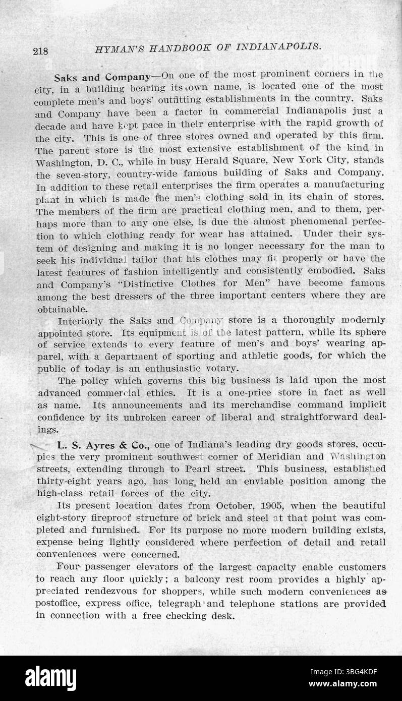 This page of 'Hyman's Handbook of Indianapolis' from 1909 provides a ...