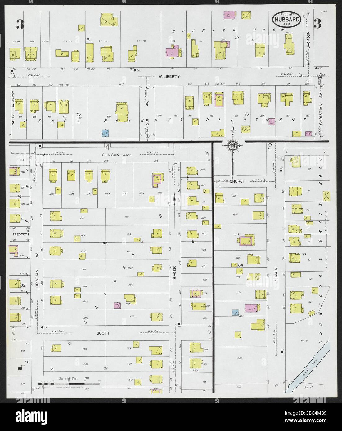 This 1927 Sanborn Map from Hubbard, Trumbull County, Ohio, depicts ...
