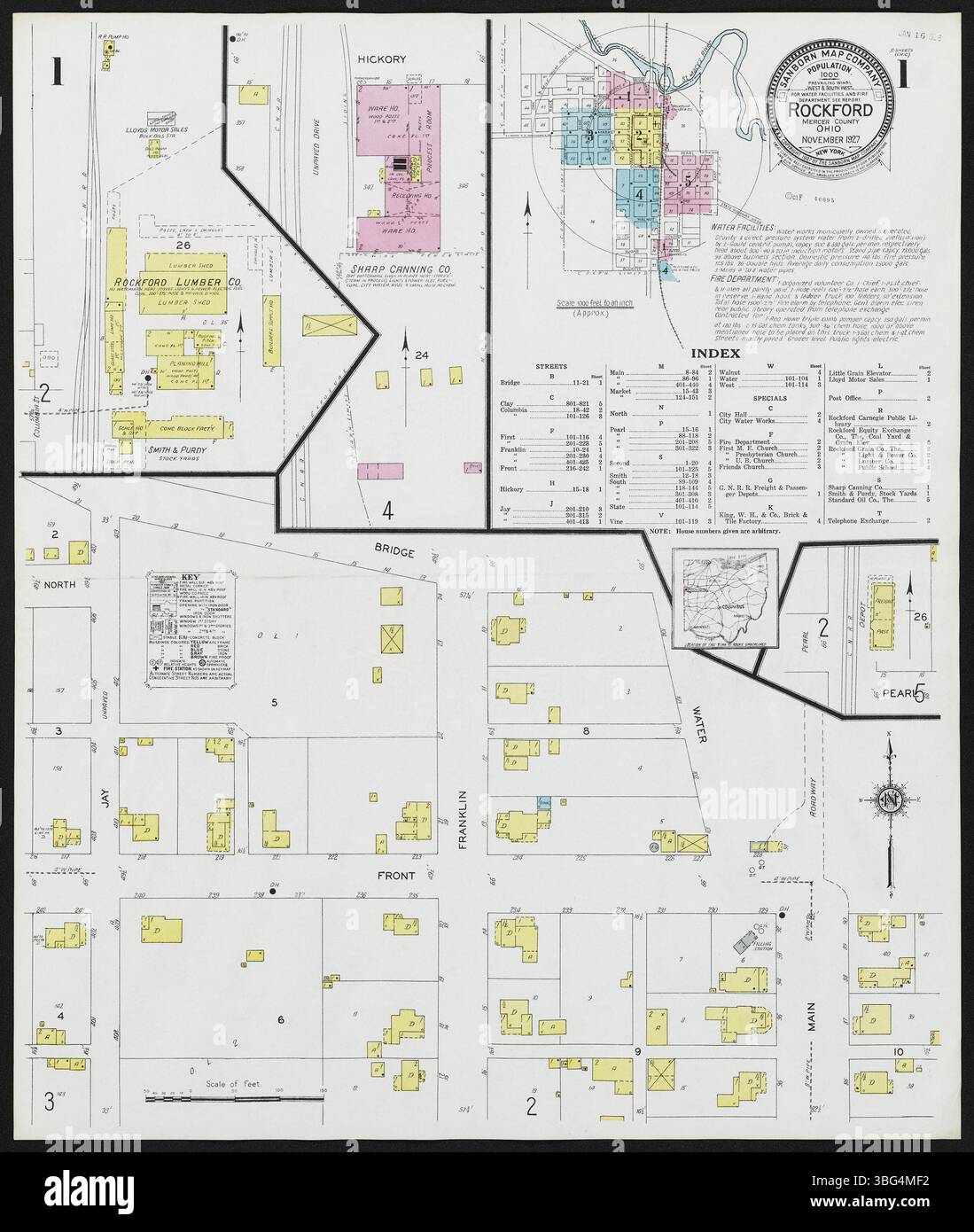 This Sanborn Map from 1927 shows the detailed layout of Rockford, Ohio ...