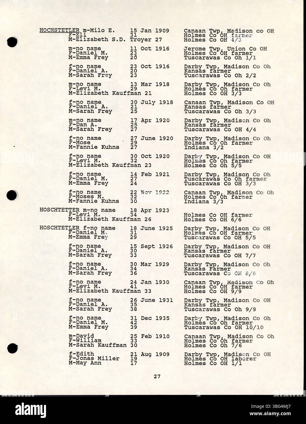 An abstract of birth records compiled by Dr. Eli Stanley Holmes ...