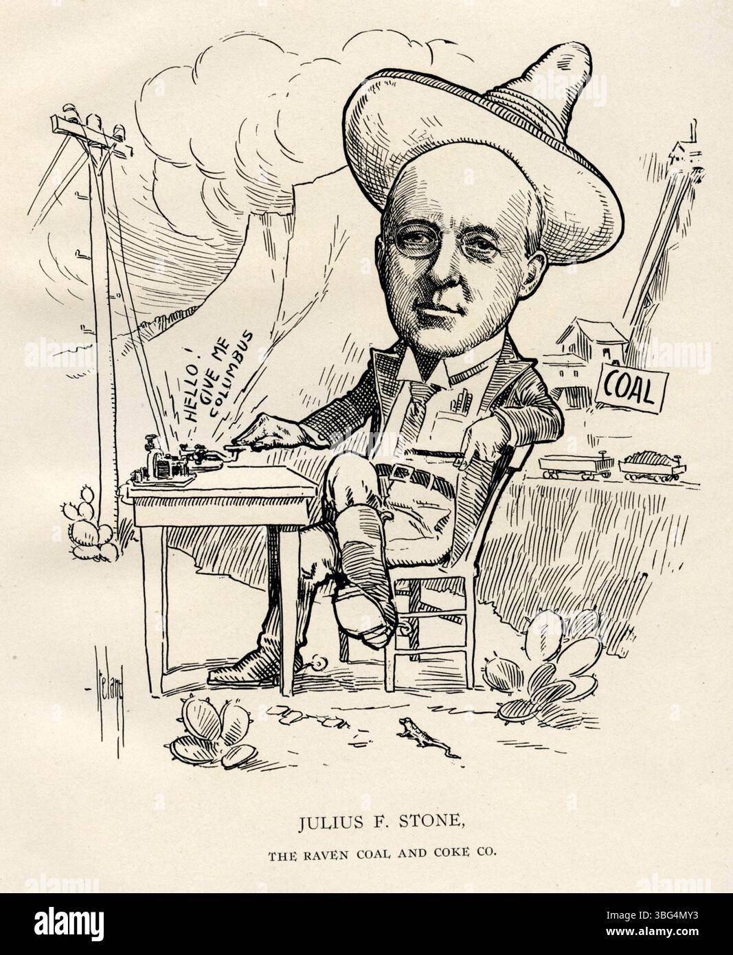 A caricature of Julius F. Stone (1855-1947), Secretary and Treasurer of ...