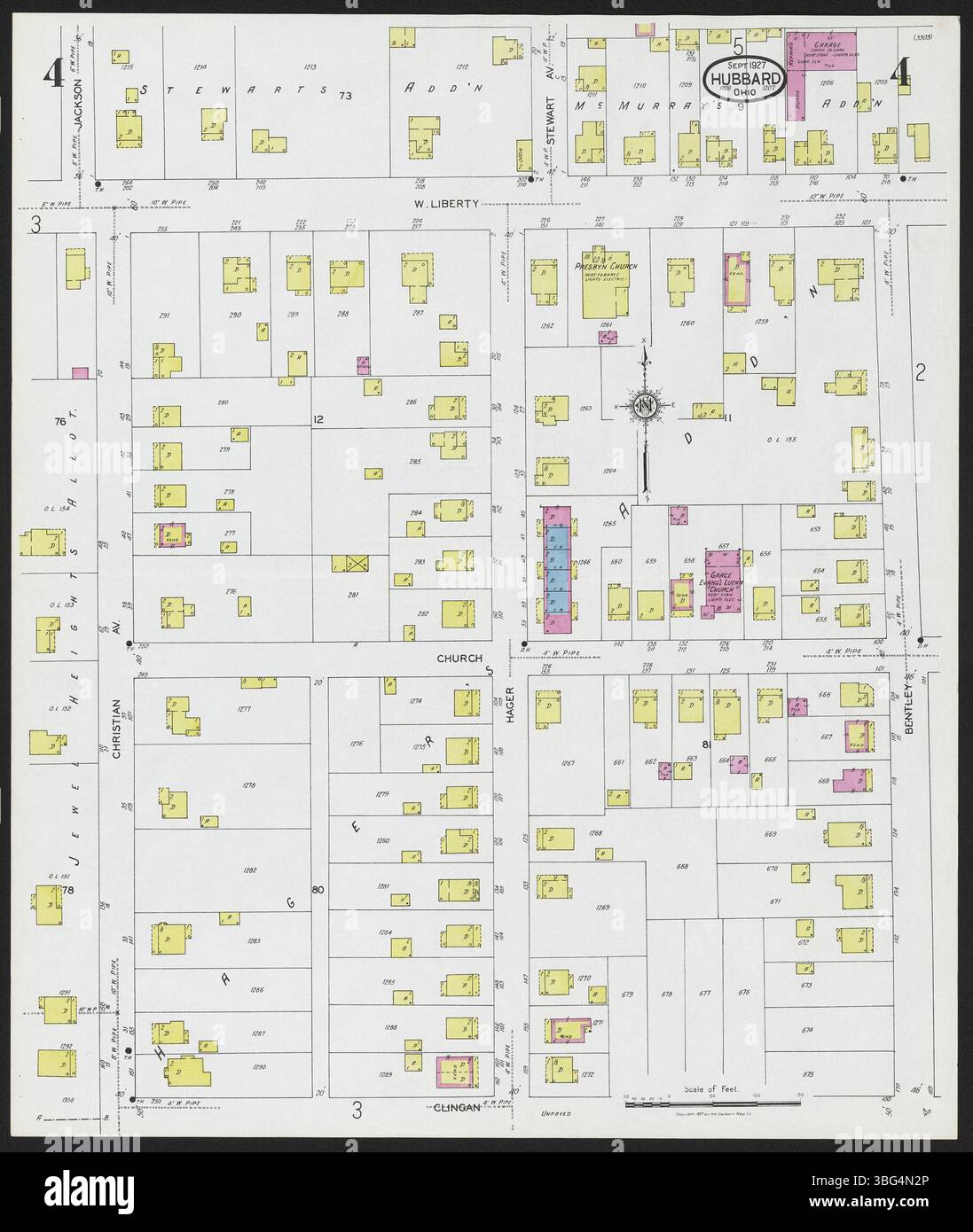 The 1927 Sanborn Map for Hubbard, Trumbull County, Ohio, shows detailed ...