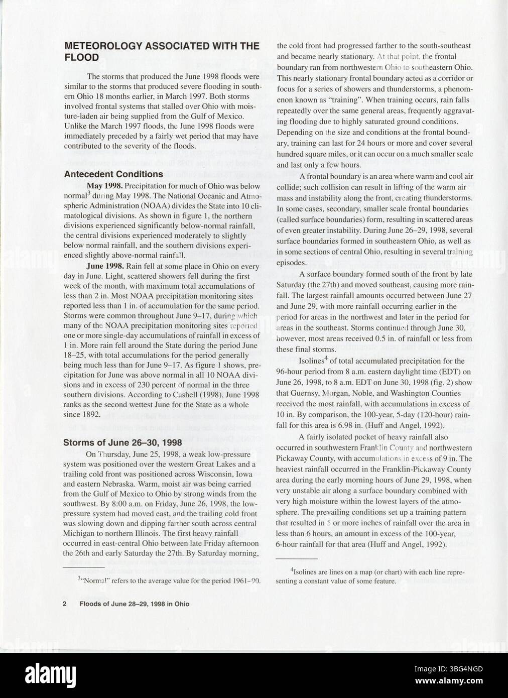 Page 8 of the June 1998 Ohio flood report provides data on flood damages, loss of life, and ...