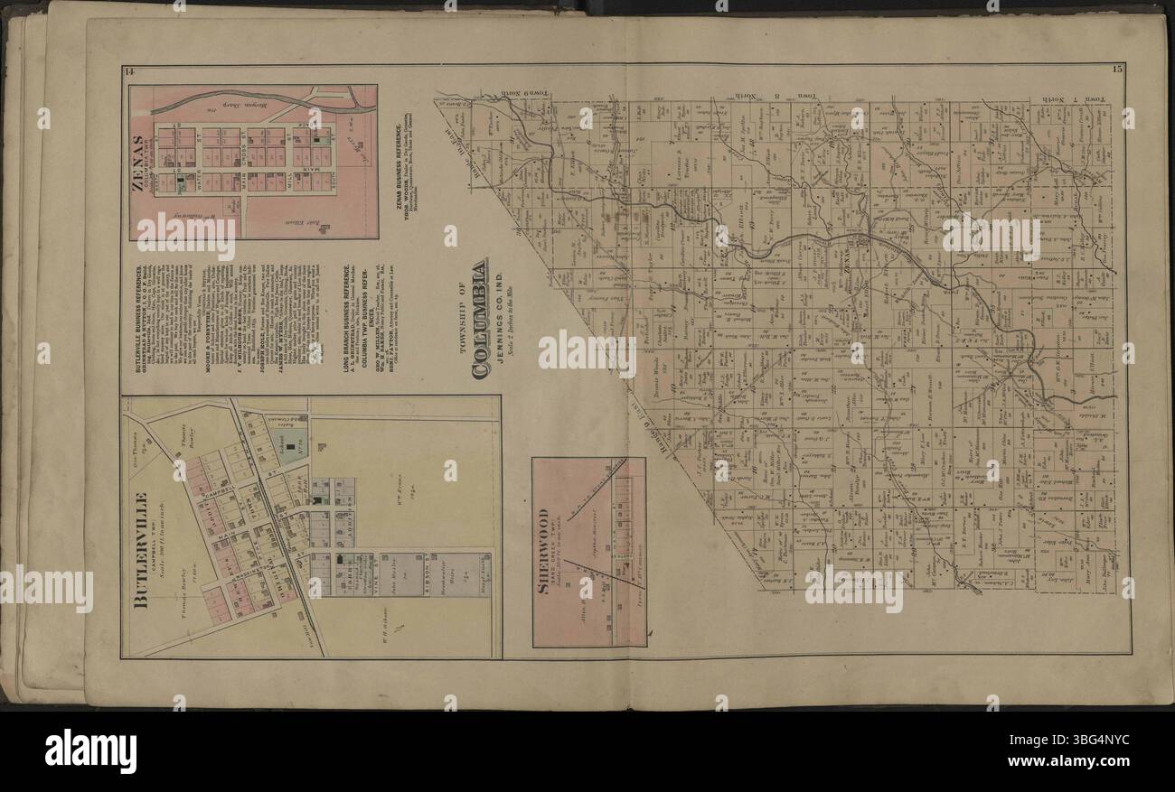 This 1884 atlas of Jennings County, Indiana, features detailed maps of ...