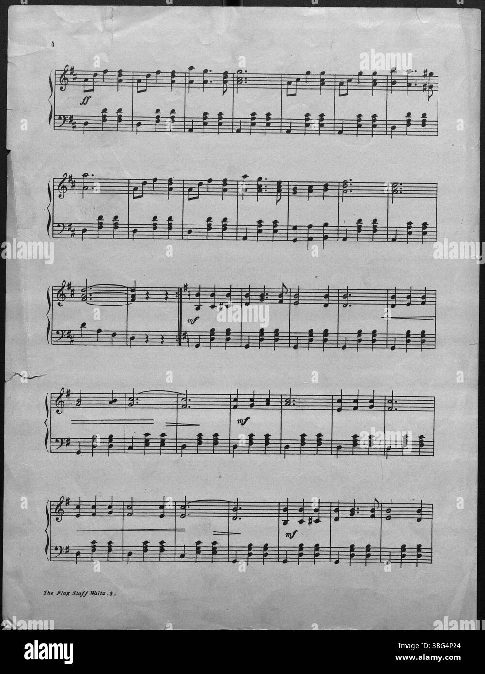 'Flag Staff Waltz' (1913) sheet music cover features a blue monochrome ...