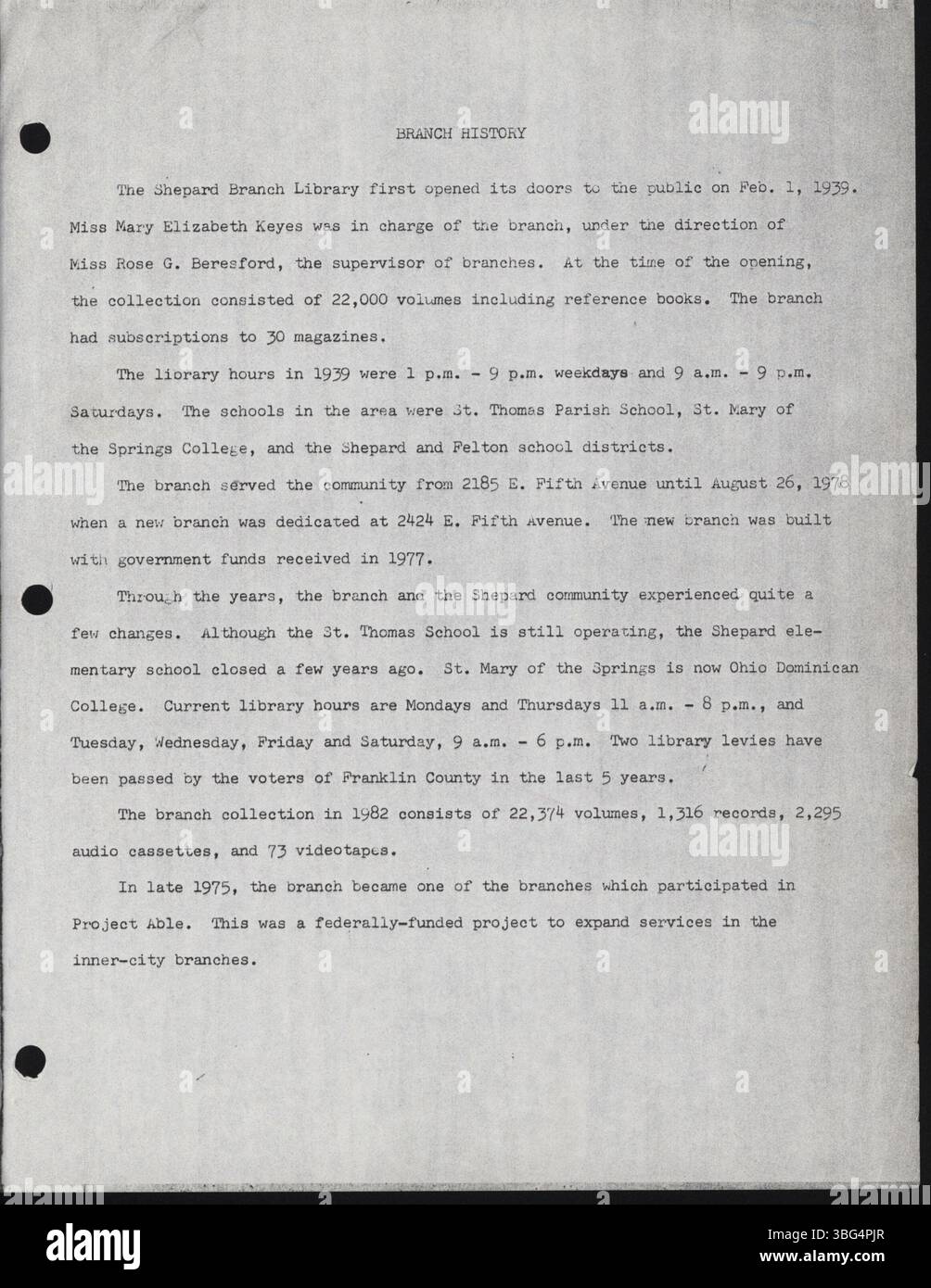 The Shepard Branch Library has a rich history from 1939 to 1985 ...