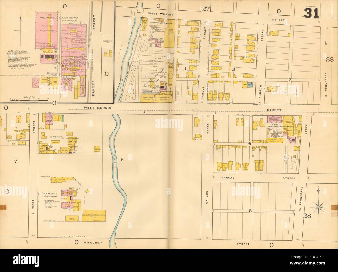Sanborn Map #31 from 1887 shows the layout of Indianapolis with details ...
