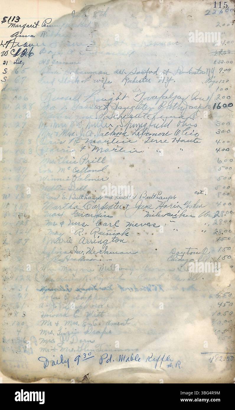 Page 47 from the Camp Chesterfield hotel ledger (1950-1952) offers a ...