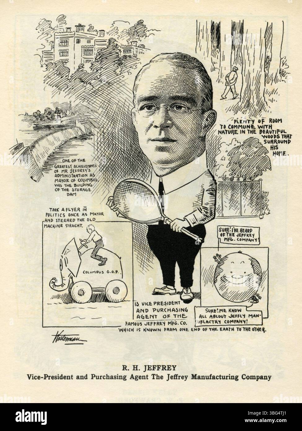 A caricature of Robert Hutchins Jeffrey (1873–1961), Vice-President and ...