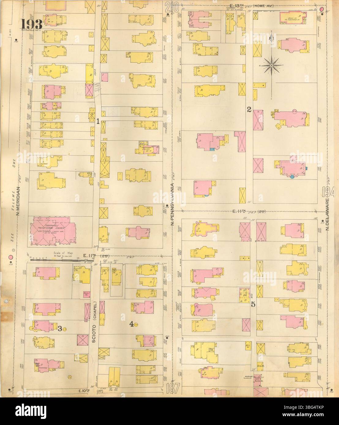 Sanborn Map #193 of Indianapolis, dated 1898, shows detailed property ...